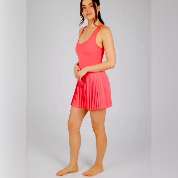 Yogalicious | Dresses | Yogalicious Coral Pleated Workout Dress Has ...